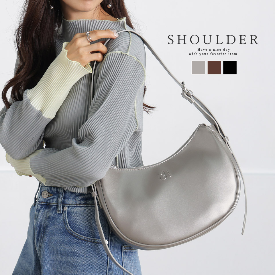 【楽天市場】三日月 ハーフムーン ショルダーバッグ ショルダー 肩掛け 斜め掛け 斜めがけ 韓国 シンプル トレンド 合皮 2way 2WAY ...
