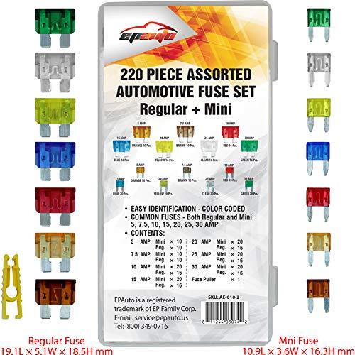 【楽天市場】220 ピース EPAuto Assorts Car Truck Mini & Standard Blade Fuse Set ...