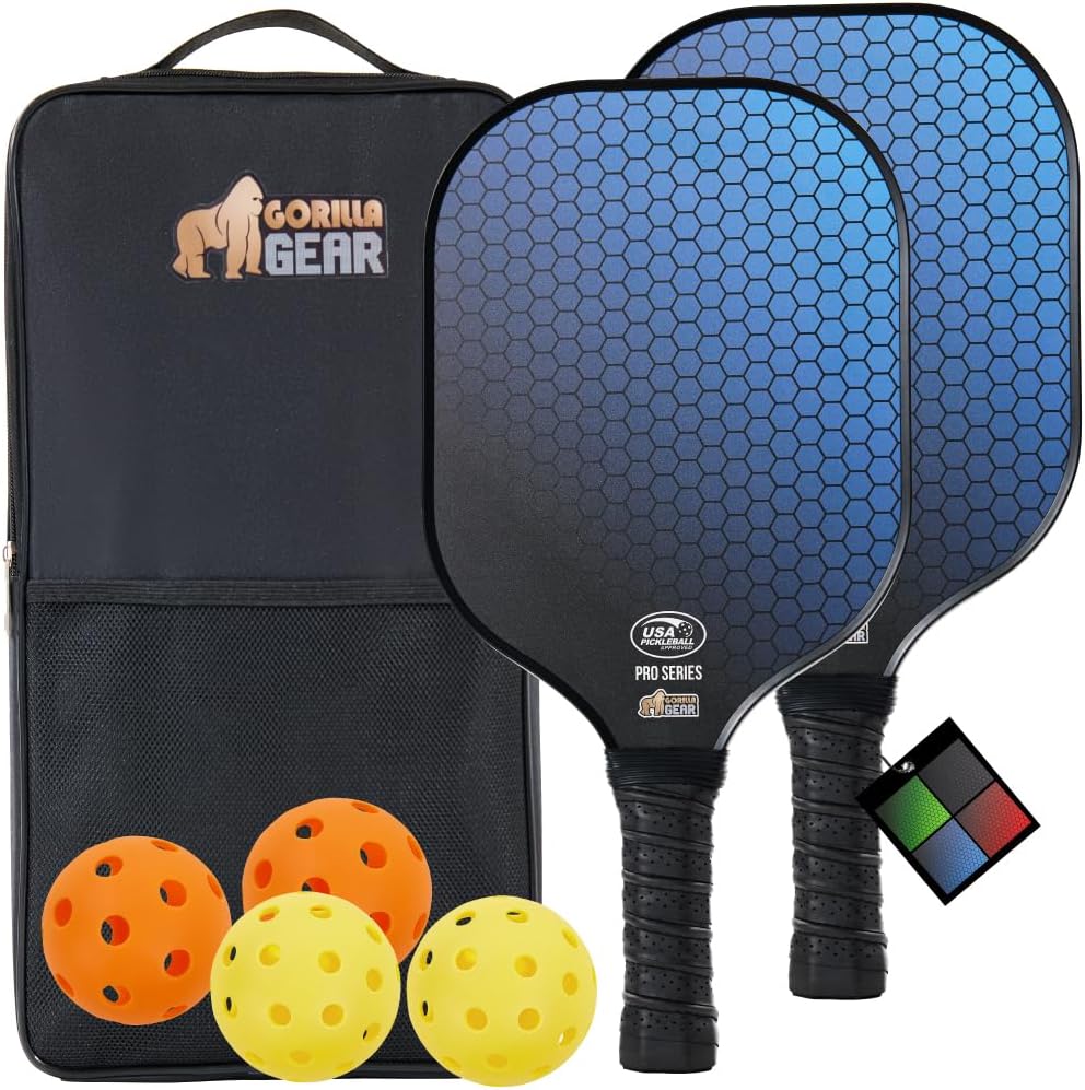 【楽天市場】Gorilla Gear USAPA承認ピックルボールパドルセット 人間工学に基づいたグリップ付き ファイバーグラス衝撃吸収 ...