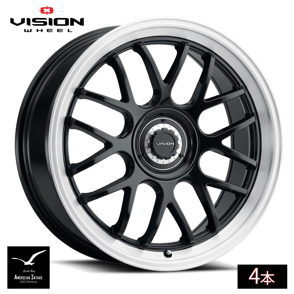 【楽天市場】Vision Wheel ビジョンホイール 478 Alpine | Gloss Black Brushed Lip ( 4本 ...