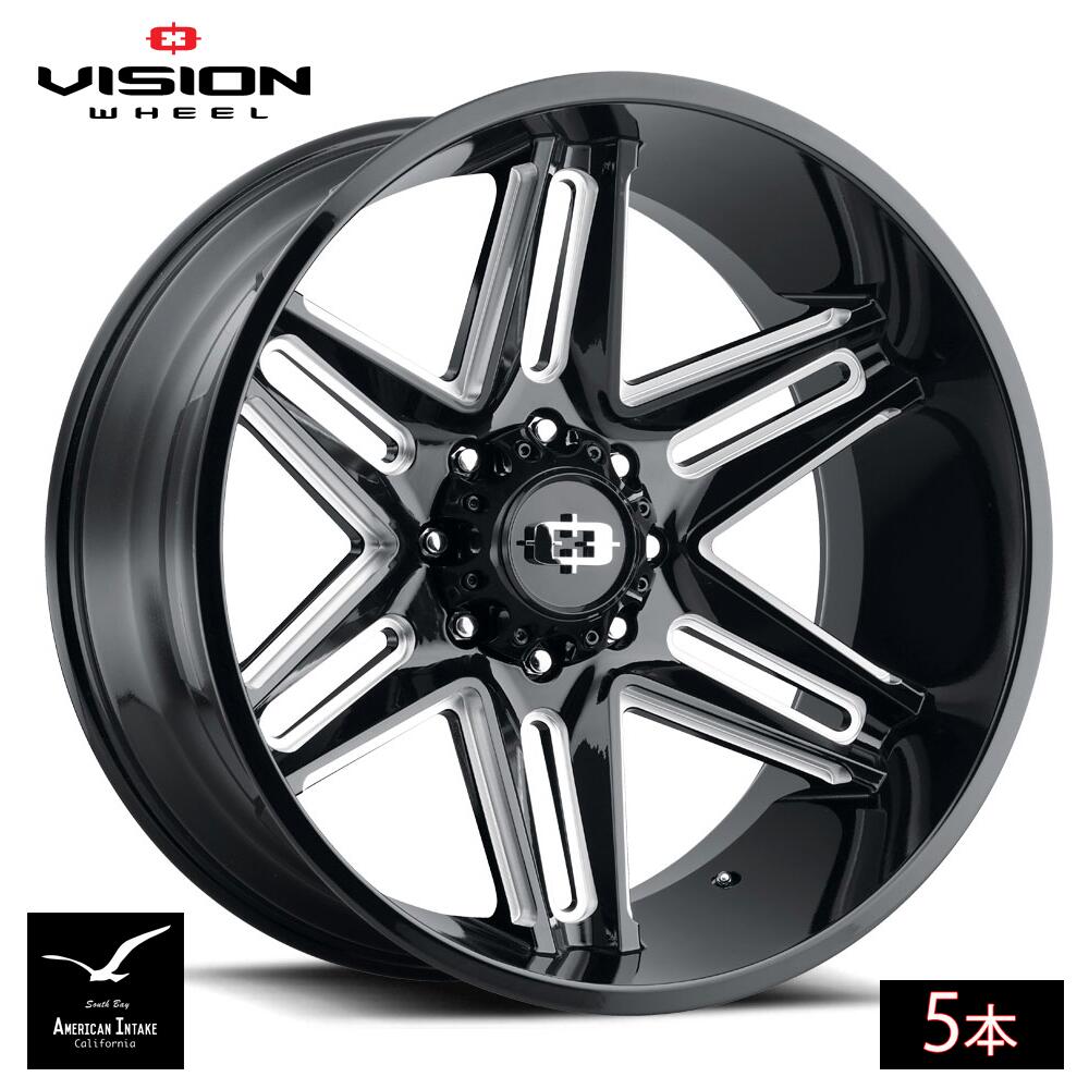 【楽天市場】Vision Wheel ビジョンホイール 363 Razor | Gloss Black Milled Spoke ( 5本 ...