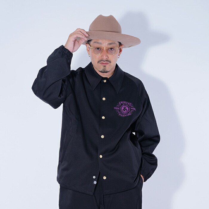 【楽天市場】AMERICAN WANNABE アメリカンワナビー「TRADE MARK COACH JACKET / BLACK」コーチ ...