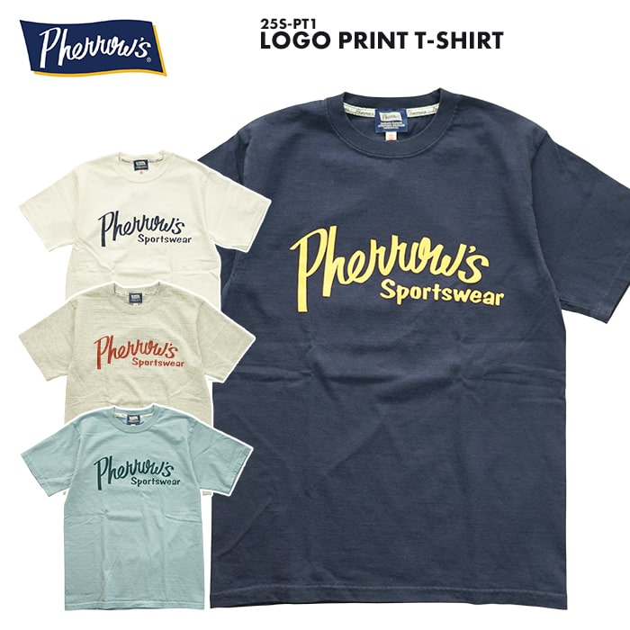 【楽天市場】Pherrow's フェローズ LOGO PRINT T-SHIRT ロゴ プリント Tシャツ 25S-PT1 送料無料 39ショップ：610アメリカ屋