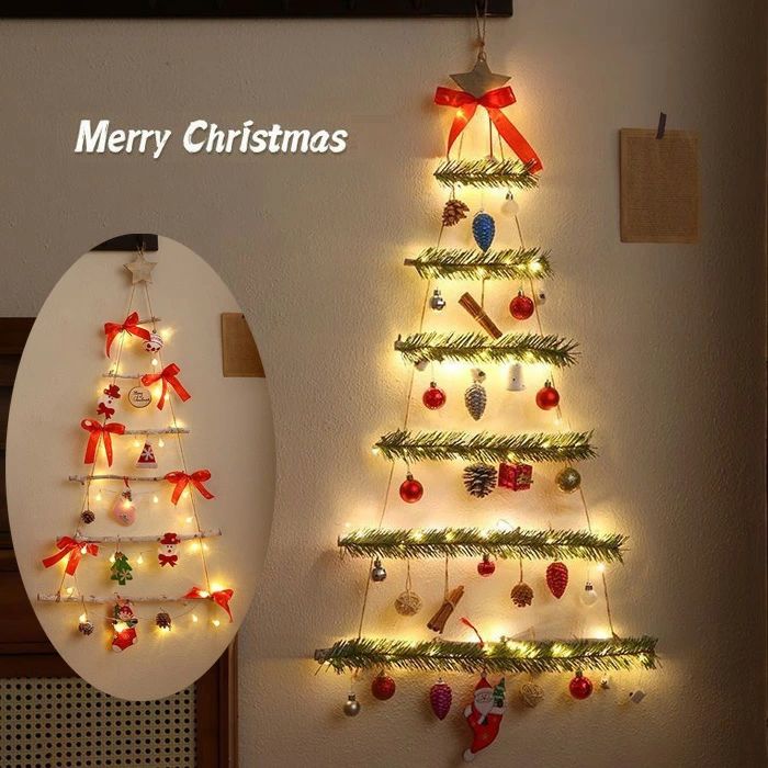 【楽天市場】クリスマス 壁掛け クリスマスツリー DIY サンタクロース LEDライト クリスマスツリー 省スペース 幼稚園 保育園 飾り ...