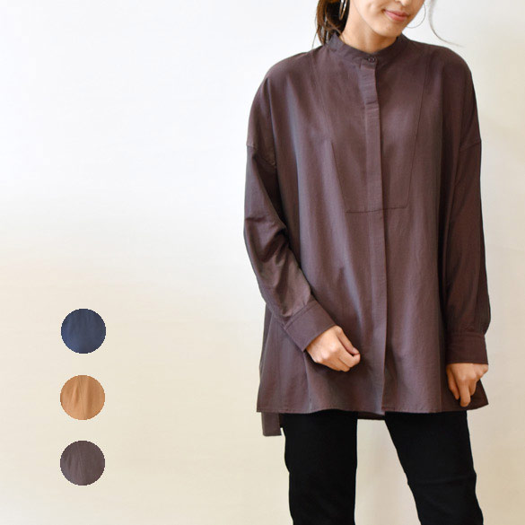 【楽天市場】カフネ（cafune）秋色 バンドカラー 長袖ブラウス(pa020)：アンプルール VERY店