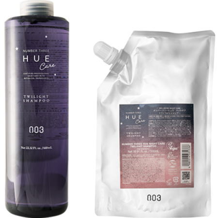 【楽天市場】★【送料無料】 ナンバースリー 003 ／ ヒュウケア HUE ／ ヒュウ ナイトケア トワイライトシャンプー 660ml ＆ 500ml詰替 セット：amugis