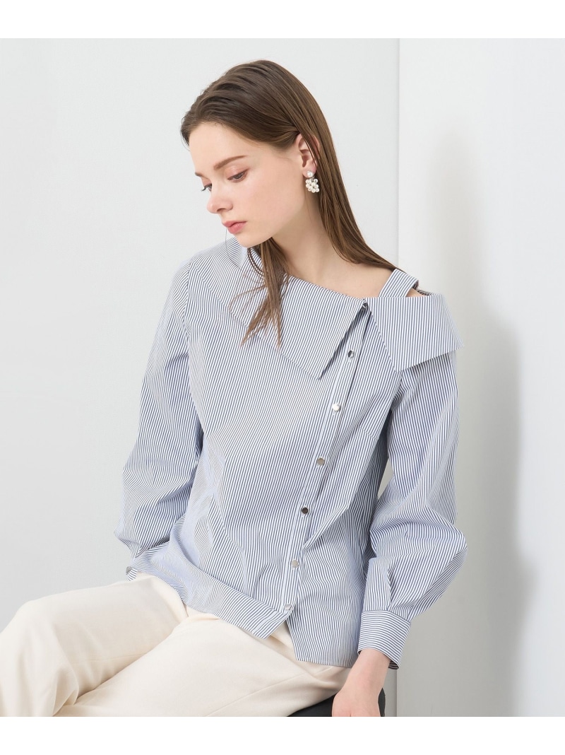 【楽天市場】ストレッチブロードアシメ ブラウス ANAYI アナイ トップス シャツ・ブラウス ホワイト ネイビー【送料無料】[Rakuten Fashion]：ANAYI