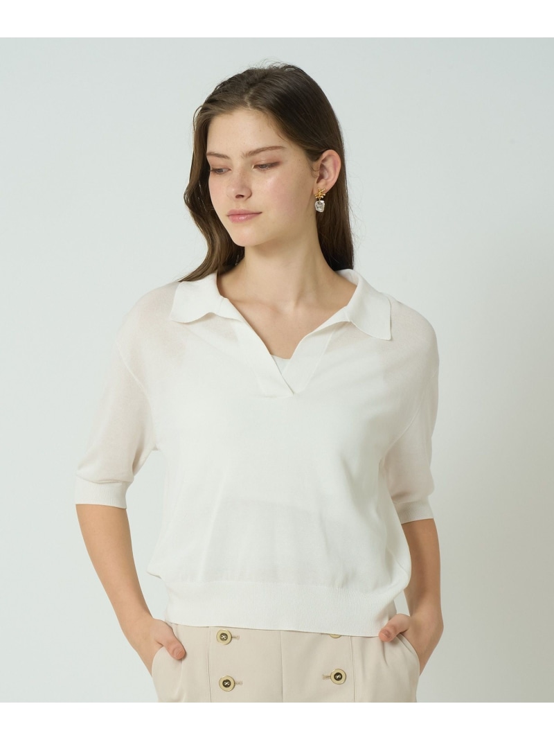 【楽天市場】コットンアセテートスキッパー衿プルオーバー ANAYI アナイ トップス ニット ブラック ピンク ホワイト【送料無料】[Rakuten Fashion]：ANAYI