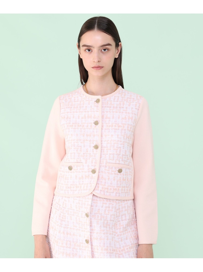 【楽天市場】サーモンピンクツイードコンビ カーディガン ANAYI アナイ トップス カーディガン ピンク【送料無料】[Rakuten Fashion]：ANAYI