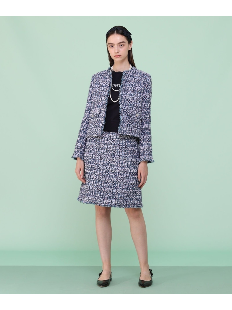 【楽天市場】ブルーミックスツイードタイト スカート ANAYI アナイ スカート その他のスカート ブルー【送料無料】[Rakuten Fashion]：ANAYI