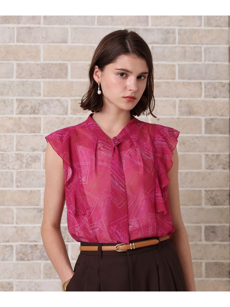 【楽天市場】チケットプリントボウタイ ブラウス ANAYI アナイ トップス シャツ・ブラウス ブラック ホワイト ピンク【先行予約】*【送料無料】[Rakuten Fashion]：ANAYI