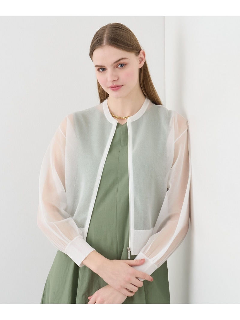 【楽天市場】シアーブルゾン ANAYI アナイ ジャケット・アウター ブルゾン・ジャンパー ブラック ホワイト【送料無料】[Rakuten Fashion]：ANAYI