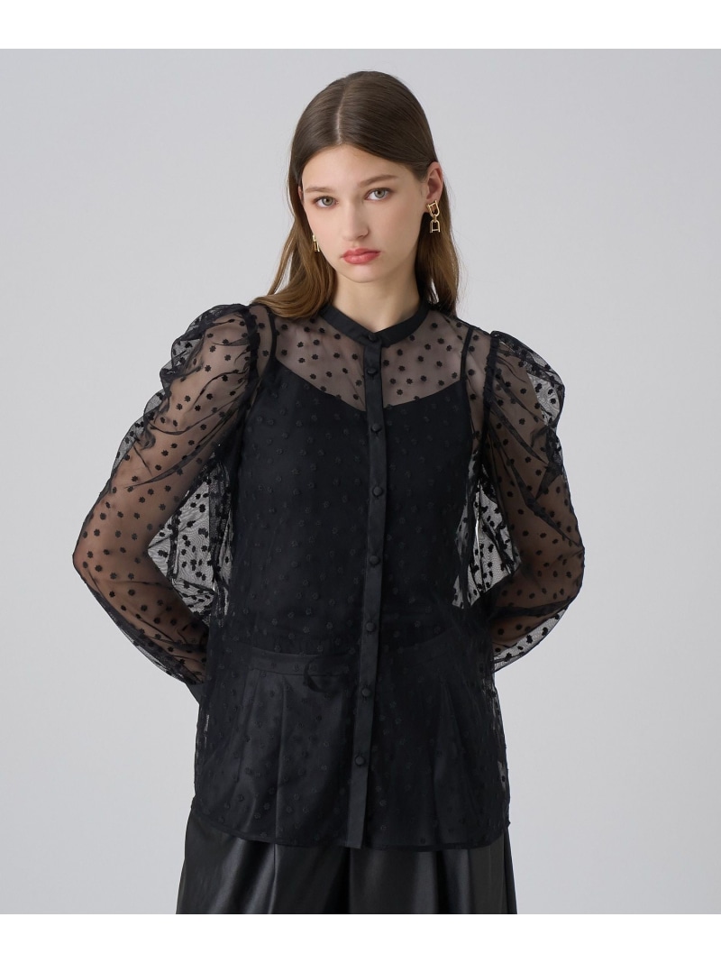 【楽天市場】リトルフラワーチュールギャザー ブラウス ANAYI アナイ トップス シャツ・ブラウス ブラック【先行予約】*【送料無料】[Rakuten Fashion]：ANAYI