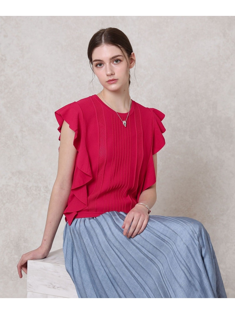 【楽天市場】ビラテラールラッフル プルオーバー ANAYI アナイ トップス ニット ブルー ホワイト ブラック ピンク【先行予約】*【送料無料】[Rakuten Fashion]：ANAYI