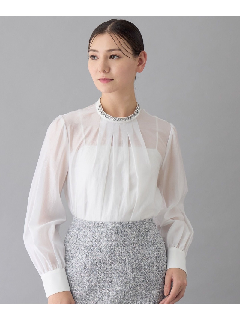 【楽天市場】【SALE／30%OFF】シルキーオーガンジービジュー ブラウス ANAYI アナイ トップス その他のトップス ホワイト ブルー【RBA_E】【送料無料】[Rakuten ...