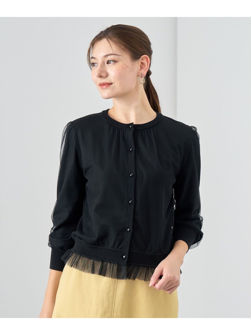 【楽天市場】【SALE／40%OFF】チュール カーディガン ANAYI アナイ トップス カーディガン ブラック ベージュ【RBA_E】【送料無料】[Rakuten Fashion]：ANAYI