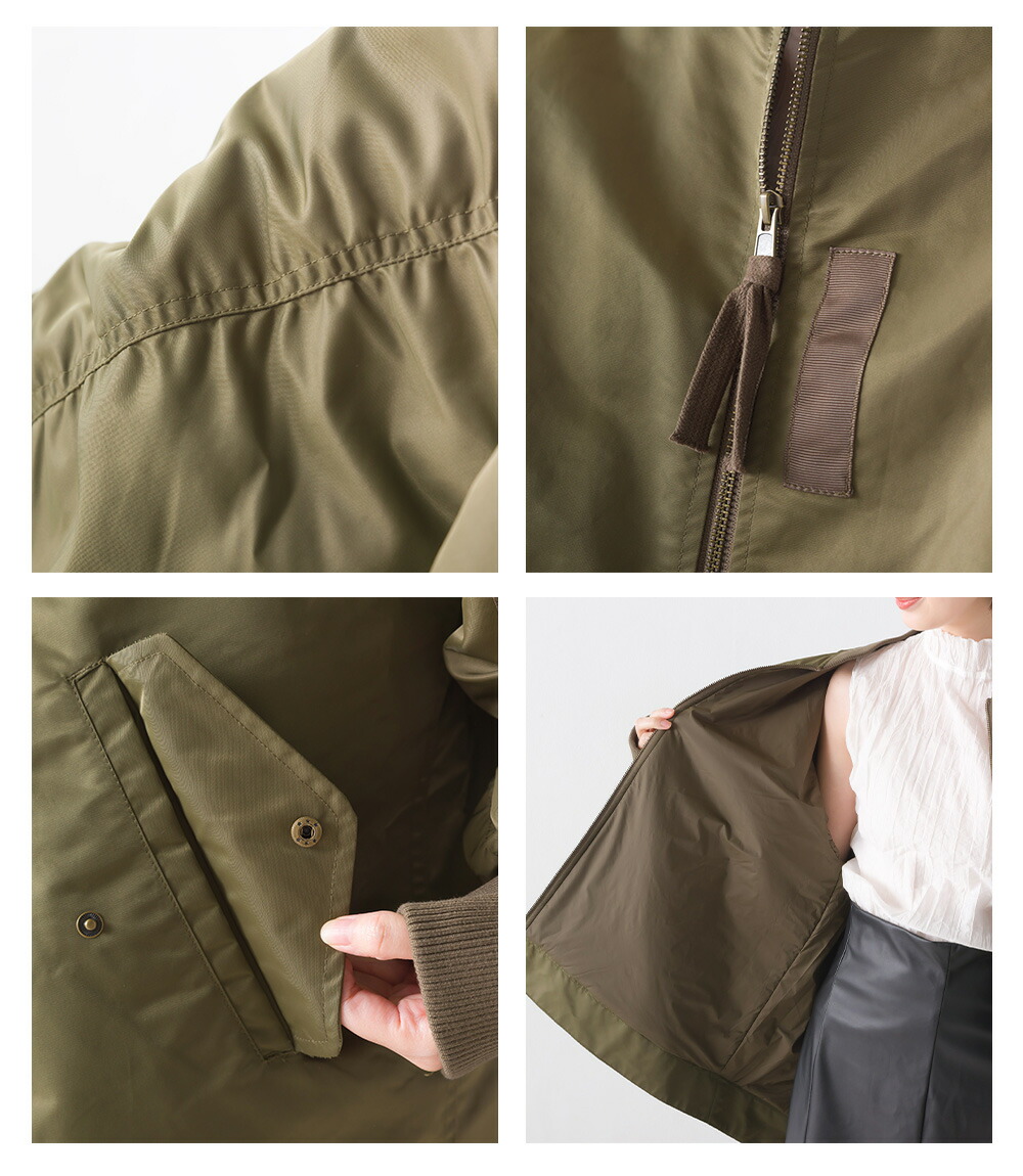 【hbA】【OMNES】ナイロンAライン裾ボリュームブルゾン レディース MA-1 ジャケット アウター 軽量 カジュアル 防寒 秋冬 中綿入り HAPTIC ハプティック