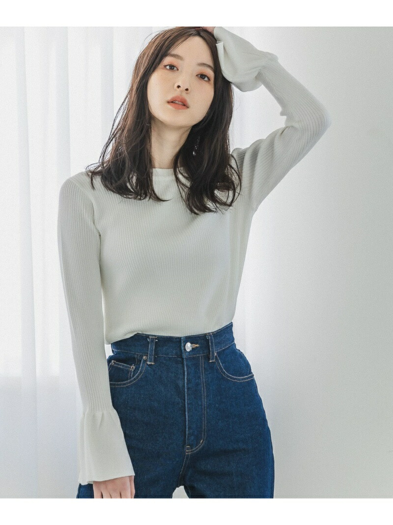 【楽天市場】【SALE／50%OFF】(W)リブソデフレアニット Andemiu アンデミュウ トップス ニット グリーン ホワイト ピンク ...