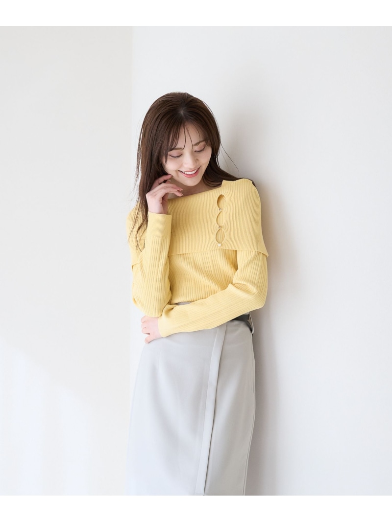 【楽天市場】【SALE／60%OFF】リブボタンオフショルニット Andemiu アンデミュウ トップス ニット イエロー ブラック グレー ホワイト【RBA_E】[Rakuten ...