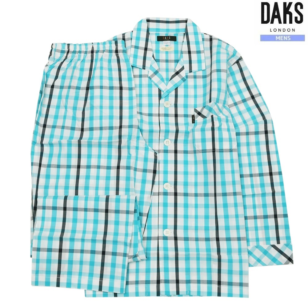 【楽天市場】DAKS パジャマ ダックス 15%OFF メンズ ブランド ギフト プレゼント 日本製 チェック 前開き 紳士 長袖 長ズボン 青緑 0205BE：anew