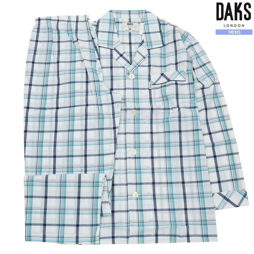 【楽天市場】DAKS パジャマ ダックス メンズ ブランド ギフト プレゼント 春夏 日本製 クレープ生地 チェック 前開き 紳士 長袖 長ズボン 青 0205BE：anew