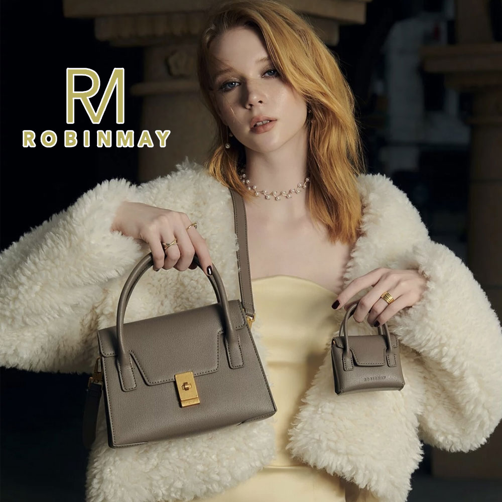 【楽天市場】保証付 返品OK 正規品 2025 ROBINMAY ロビンメイ WB058 レディース スクエア エレガント ハンドバッグ RMロゴショルダー クラシック ナナメ掛け ビーガン ...