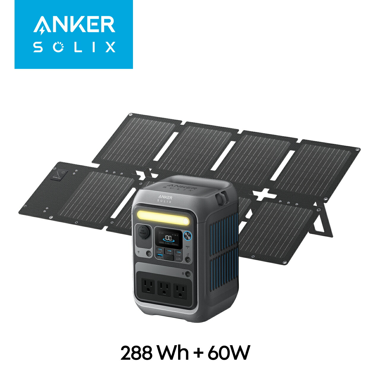 【楽天市場】Anker Solix C300 Portable Power Station with Anker Solix PS60 ...
