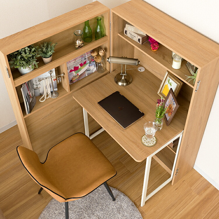 【楽天市場】【レビュー投稿で特典プレゼント♪】学習机 机 書斎机 折りたたみ 木製 デスク 折り畳み式デスク 収納 棚付き コンパクト ...