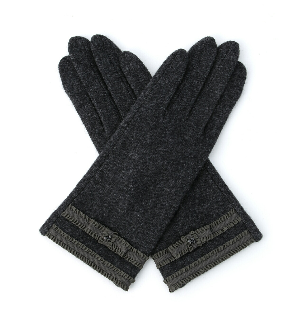 【楽天市場】【ANTEPRIMA公式】 アンテプリマ フリルリボン付き指先スリットジャージグローブ チャコールグレー EAP313551 ...