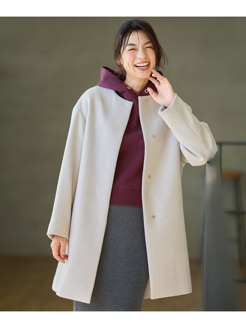 【楽天市場】【SALE／30%OFF】【防風裏地】カシミヤブレンドコート any FAM L エニィファム ジャケット・アウター ノーカラージャケット ブラック ベージュ ブルー ブラウン ...