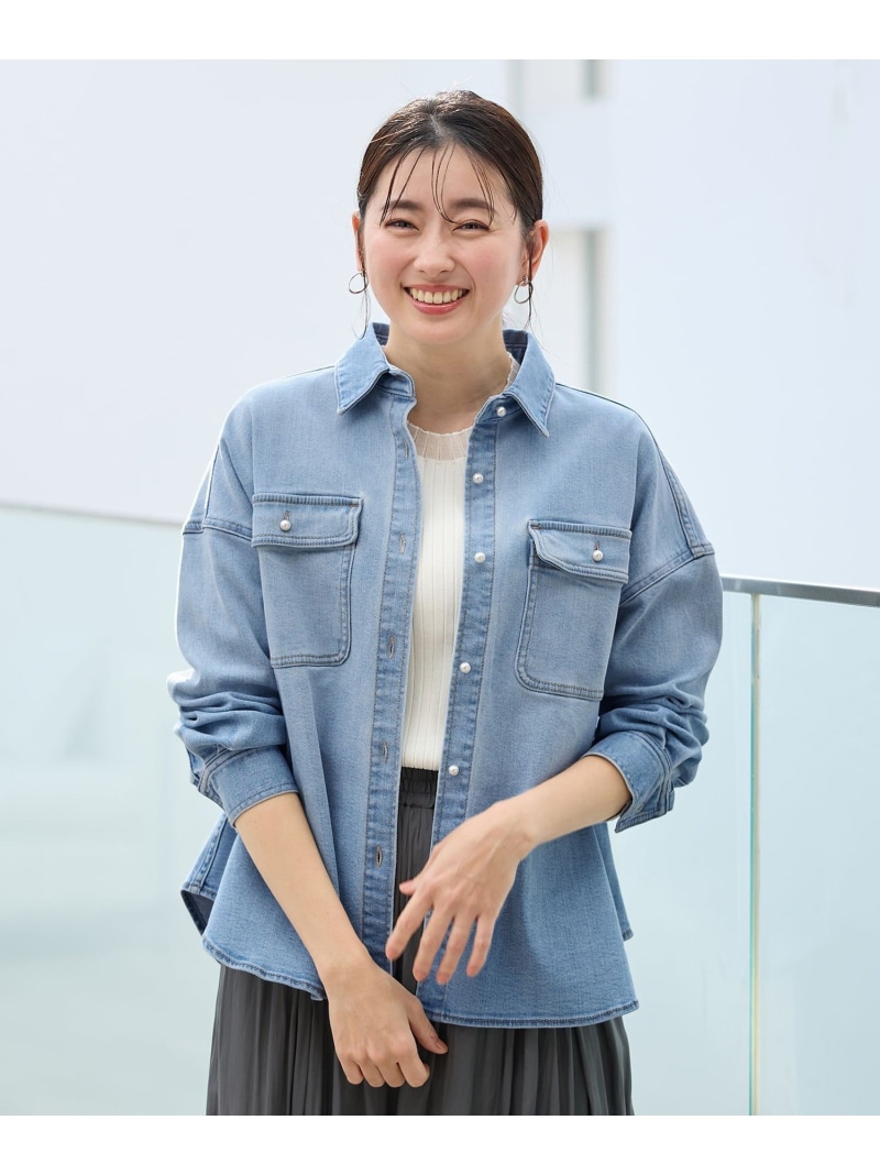 【楽天市場】【洗濯機可/ストレッチ】デニムシャツ any FAM L エニィファム トップス シャツ・ブラウス【送料無料】[Rakuten Fashion]：any FAM