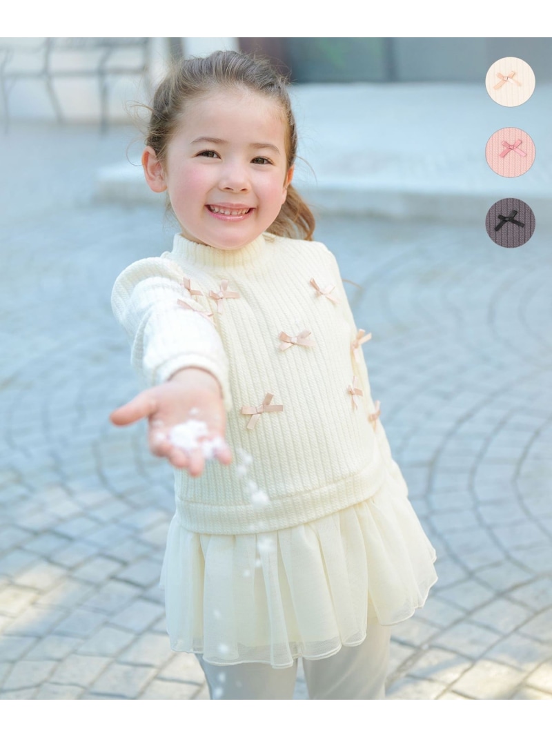 【楽天市場】【SALE／30%OFF】ふくれジャガードリボンチュニック any FAM KIDS エニィファム トップス スウェット・トレーナー ベージュ ピンク グレー【RBA_E ...
