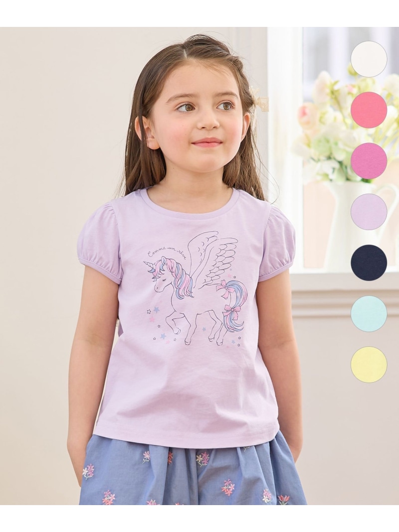 【楽天市場】【WEB限定】7days プリント 半袖 Tシャツ any FAM KIDS エニィファム トップス カットソー・Tシャツ パープル ピンク ホワイト グリーン ネイビー ...