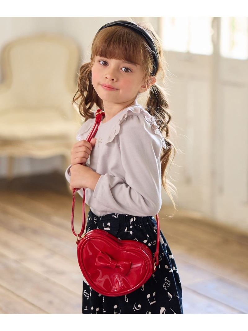 【楽天市場】エナメルハート型 ショルダーバッグ any FAM KIDS エニィファム バッグ ショルダーバッグ ブラック レッド[Rakuten Fashion]：any FAM