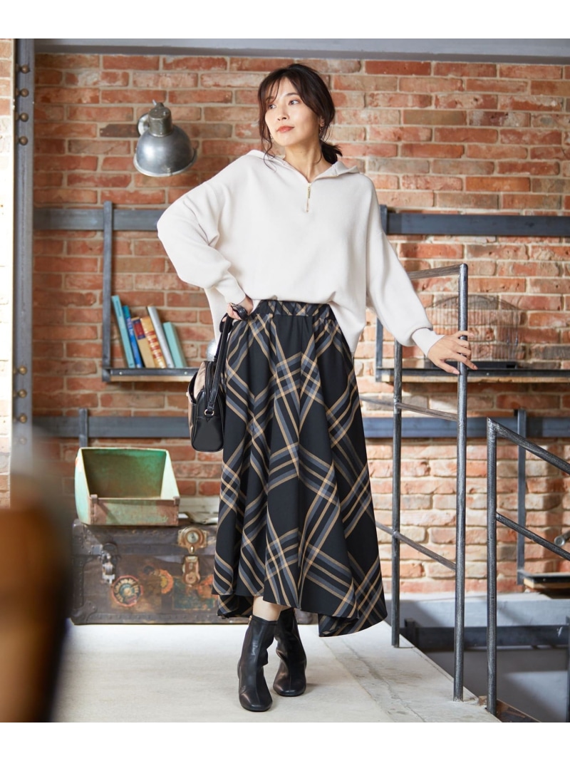 【楽天市場】【SALE／30%OFF】【洗える】ビックチェックスカート ANY エニィ スカート ロング・マキシスカート ネイビー ブラック ...