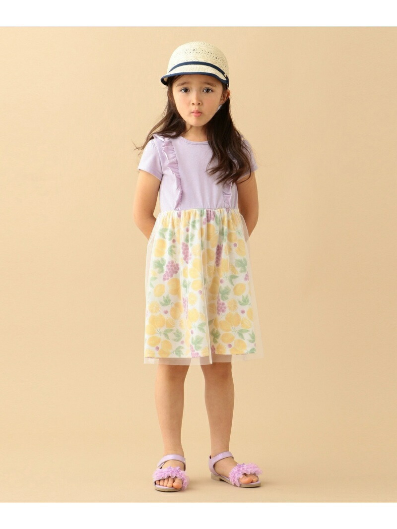 【楽天市場】[Rakuten Fashion]【90‐130?】フルーツプリントワンピース any FAM KIDS エニィファム ワンピース 半袖ワンピース パープル ホワイト：any FAM