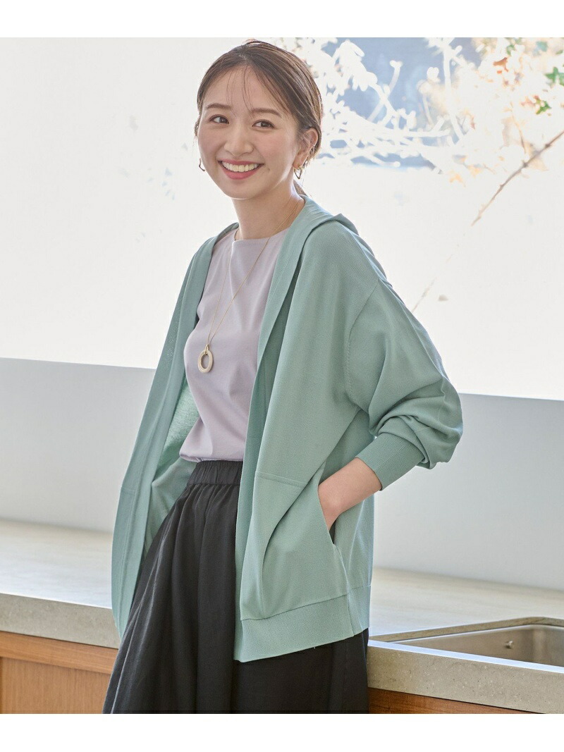 【楽天市場】【接触冷感/UVケア/アンチピリング】フーディーカーディガン any FAM エニィファム トップス カーディガン グリーン ベージュ グレー ブラック【送料無料】[Rakuten ...