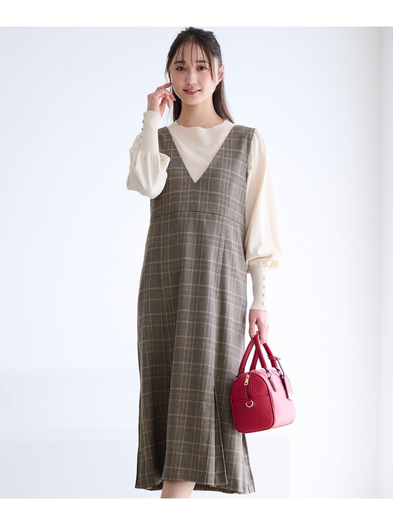 【楽天市場】【SALE／50%OFF】【2SET】チェック ジャンパースカート× ニット any SiS S エニィスィス ワンピース・ドレス ジャンパースカート ブラウン ブラック【RBA ...