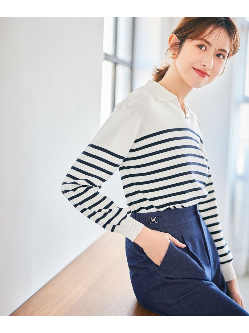 【楽天市場】【洗える】スキッパーポロ襟プルオーバー ニット any SiS エニィスィス トップス ニット ホワイト グレー【送料無料 ...