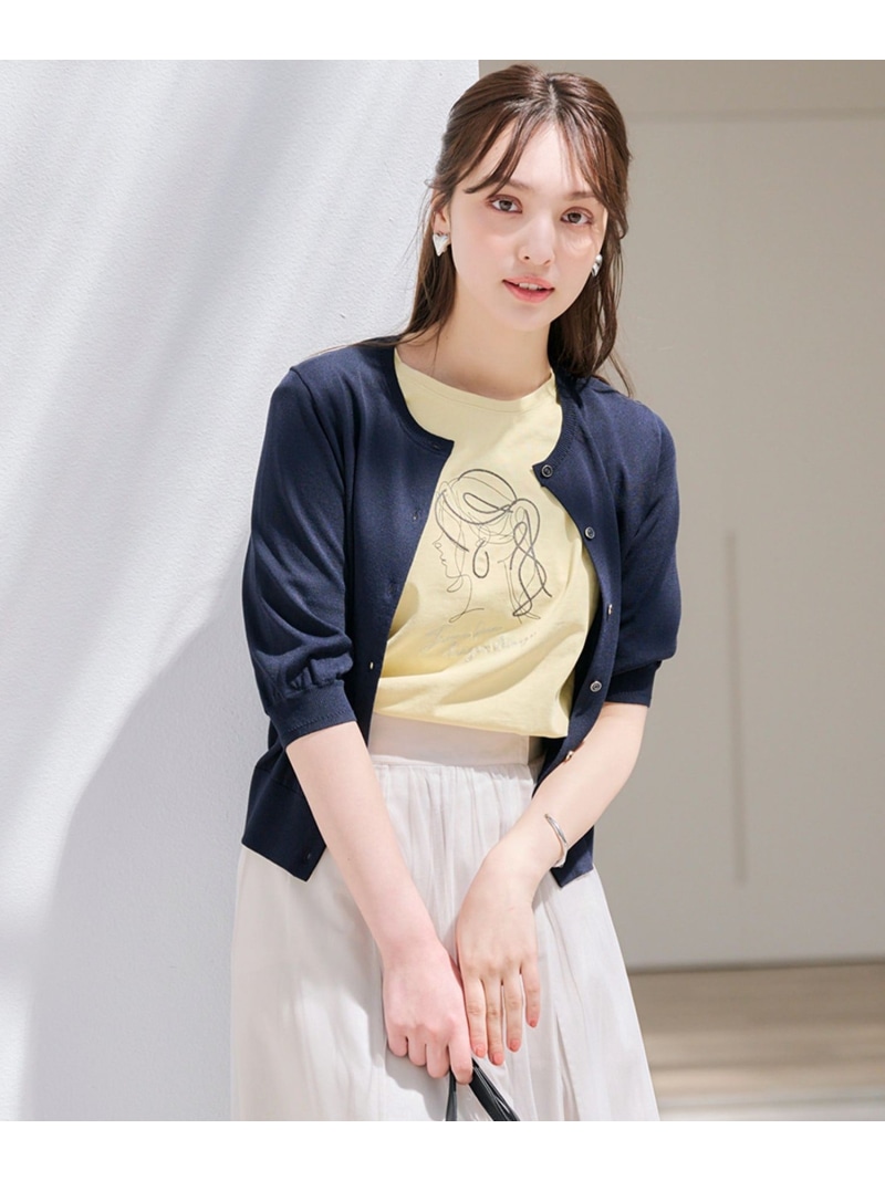 【楽天市場】【SALE／20%OFF】【接触冷感 / UVケア】ハーフスリーブ カーディガン any SiS S エニィスィス トップス カーディガン ネイビー ホワイト グレー【RBA_E ...