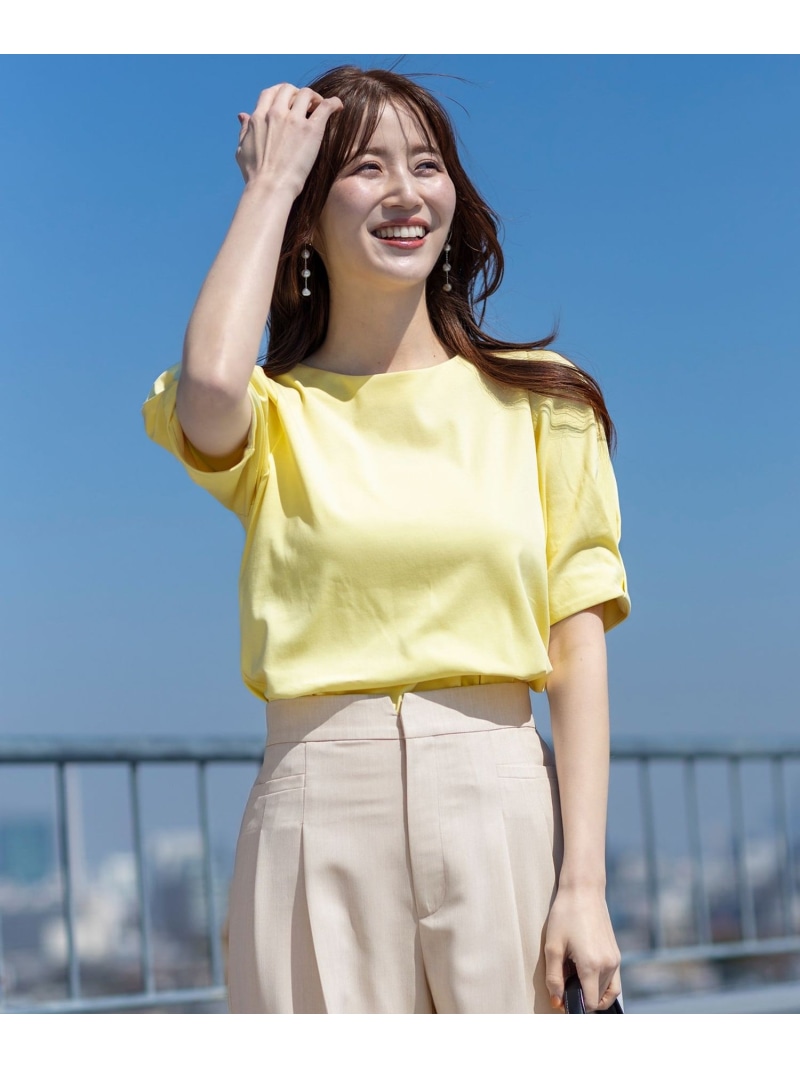 【楽天市場】【撥水・汗ジミ防止・UVケア・洗える】スーピマスムース 袖タック Tシャツ any SiS エニィスィス トップス カットソー・Tシャツ イエロー ホワイト グリーン ブラック ...