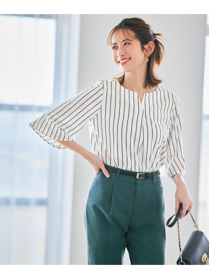 【楽天市場】【SALE／30%OFF】【接触冷感・吸水速乾・UVケア】エアリードレープスムース 七分袖 ブラウス any SiS エニィスィス トップス シャツ・ブラウス ホワイト グリーン ...