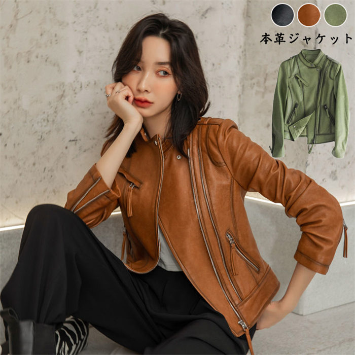 【楽天市場】【期間限定10％OFF】本革ジャケット 革コート ラムレザージャケット 女性 リアルレザー 秋冬アウター 本革パーカー ショート丈 長袖 ブラック 送料無料：アオキ商店高森台