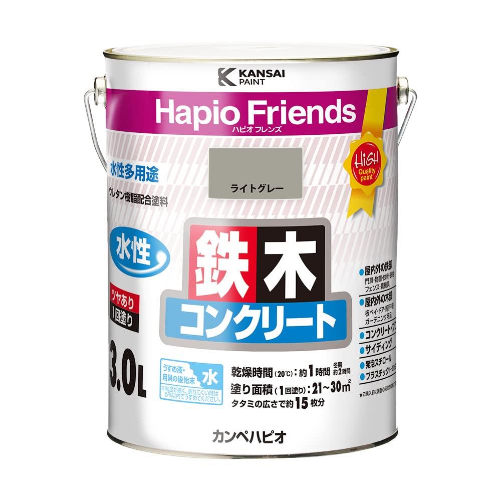 【楽天市場】カンペハピオ ペンキ 塗料 水性 つやあり ライトグレー 3L 水性塗料 日本製 ハピオフレンズ 00077650651030：DEARSTORE