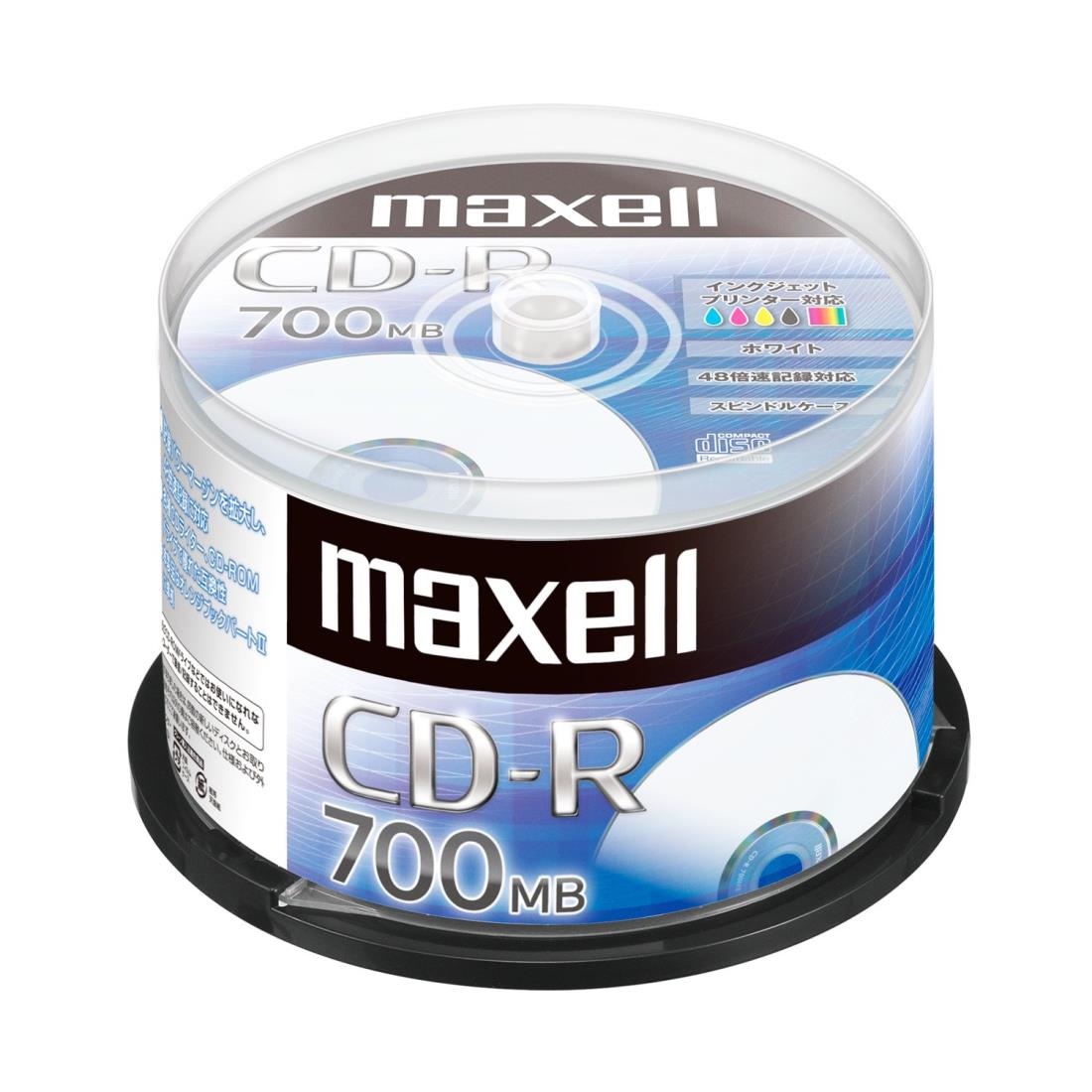 【楽天市場】【ネット限定】maxell データ用 (1回記録用) CD-R 700MB 48倍速対応 インクジェットプリンタ対応ホワイト(ノン ...