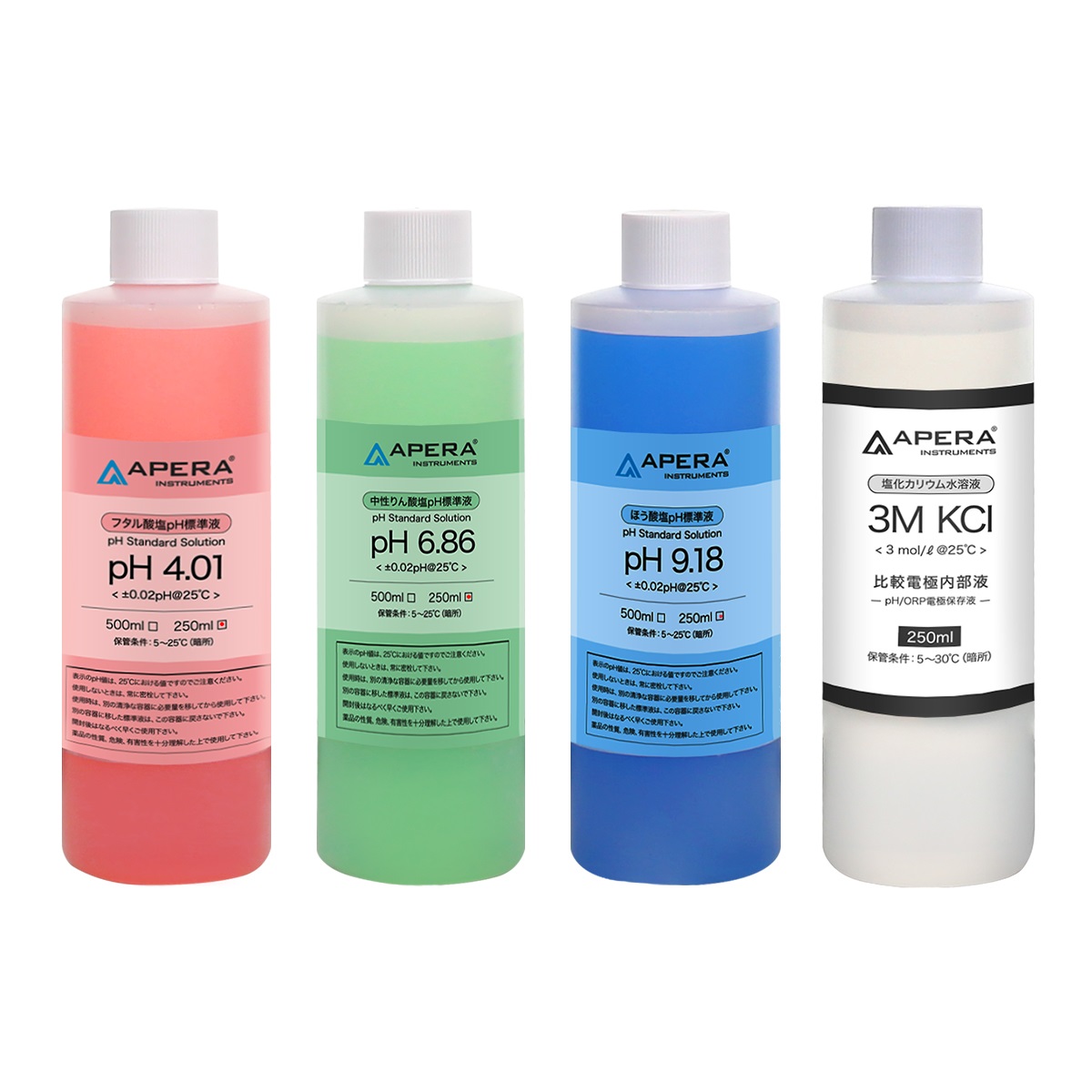 【楽天市場】APERA pH標準液 電極保存液 セット pH4.01/6.86/9.18/比較電極内部液 各250ml フタル酸塩標準液 中性りん酸塩標準液 ほう酸塩標準液 電極保存液 原液の ...