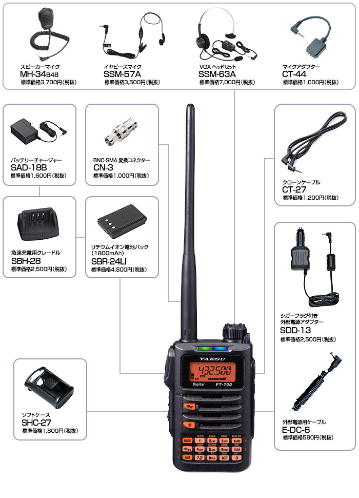【楽天市場】【ポイント5倍】FT-70D アマチュア無線機 ヤエス 2バンド デジタルトランシーバー デジ/アナ (C4FM/FM ...