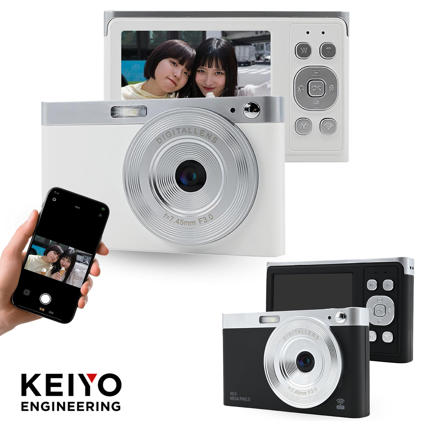 【楽天市場】KEIYO AN-DC003 Wi-Fi デジタルカメラ Type-C 充電式 800万画素 オートフォーカス アプリ連動 軽量 持ち運び コンパクト カメラ デジカメ 写真 ...
