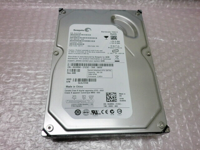 【楽天市場】DELL 0UX856 (ST3160812AS)【中古】SATA 160GB 3.5インチ(UX856)：アクアライト