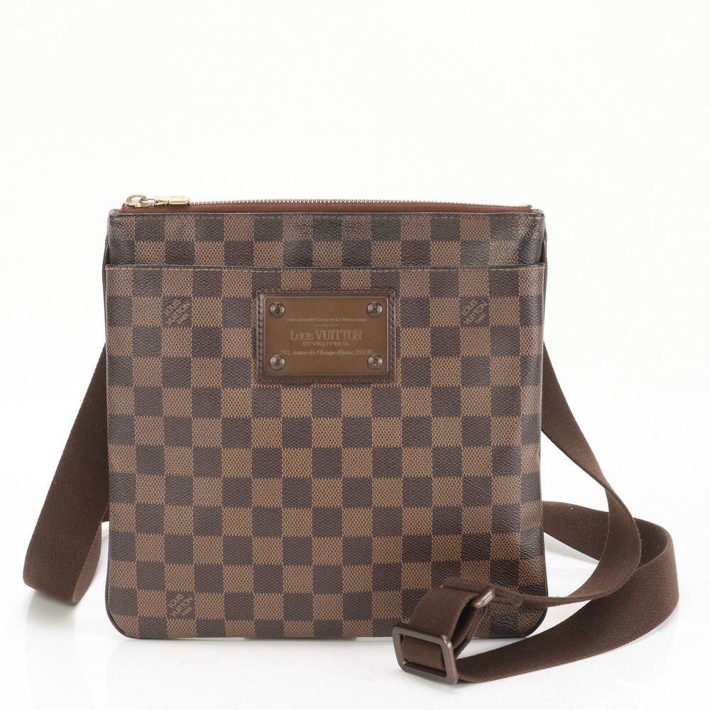 【楽天市場】極美品 ルイヴィトン ダミエ ポシェット プラット ブルックリン N41100 レザー ショルダーバッグ 斜め掛け メンズ MMM ...